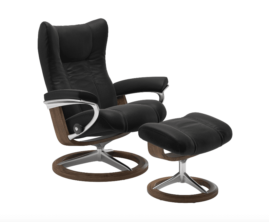 Stressless Wing Signature Recliner & Ottoman - 2 Danes