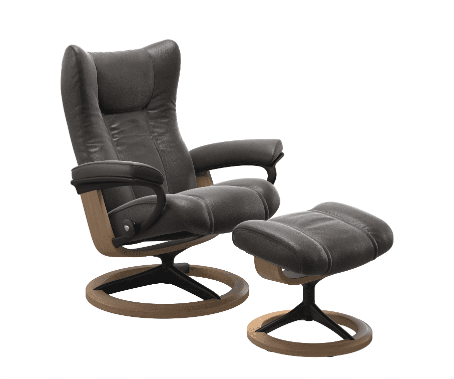 Stressless Wing Signature Recliner & Ottoman - 2 Danes