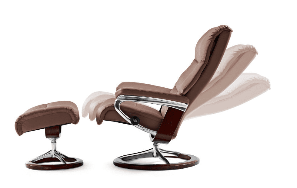 Stressless View Signature Recliner & Ottoman - 2 Danes