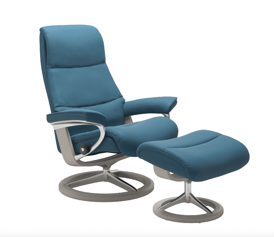 Stressless View Signature Recliner & Ottoman - 2 Danes